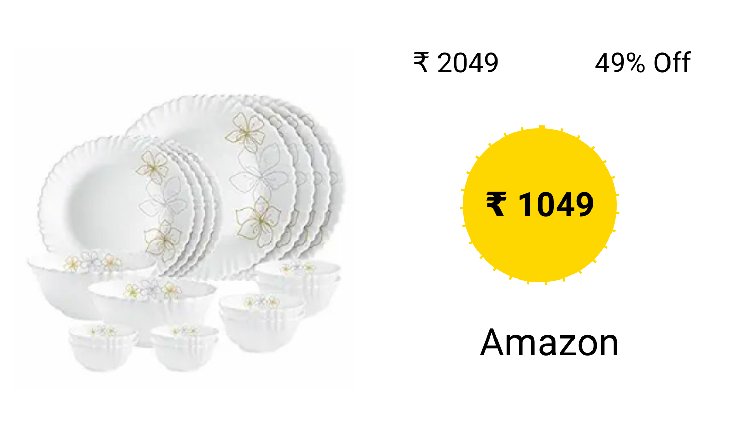 Cello Opalware Dazzle Series Monarch Dinner Set, 18 Units | Opal Glass Dinner Set for 4 | Light ...